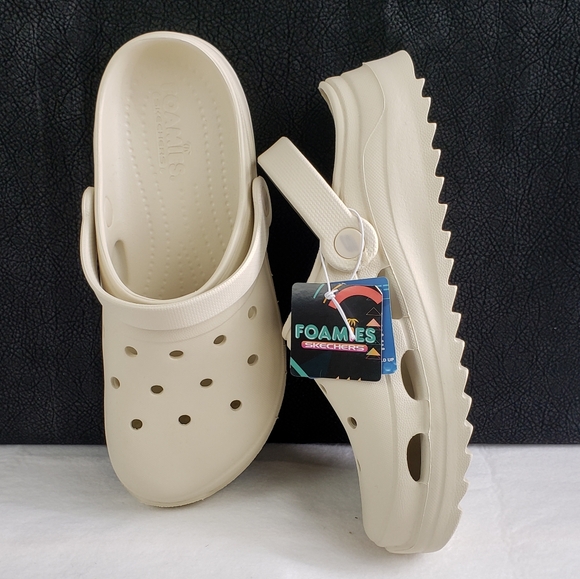Skechers | Shoes | Skechers Foamies Cream Slipon Croc Like Shoes | Poshmark